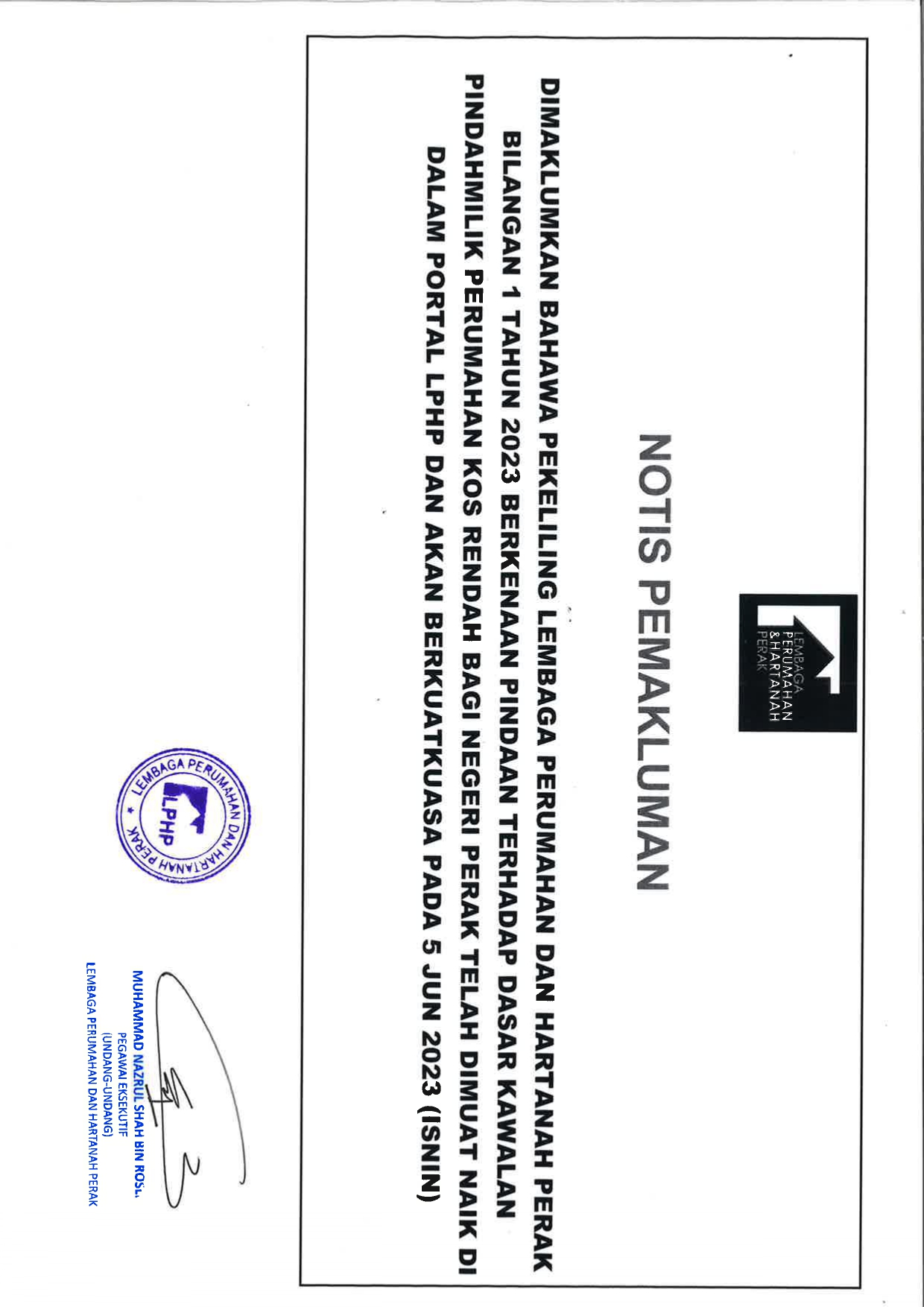 Lembaga Perumahan dan Hartanah Perak (LPHP) - PEKELILING LPHP BILANGAN 1 TAHUN 2023 - BERKENAAN ...